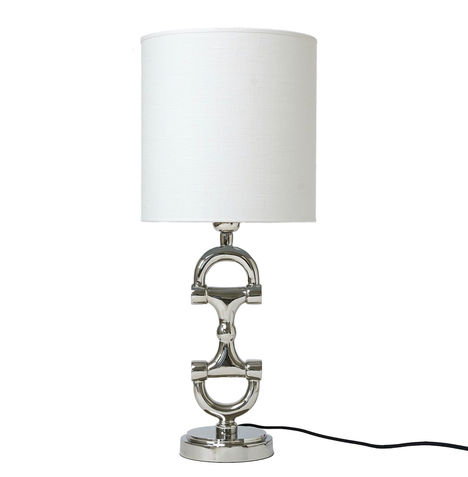 Snaffle Bit Brass Lamp stand with Off-white Linnen lampshade – Adamsbro ...
